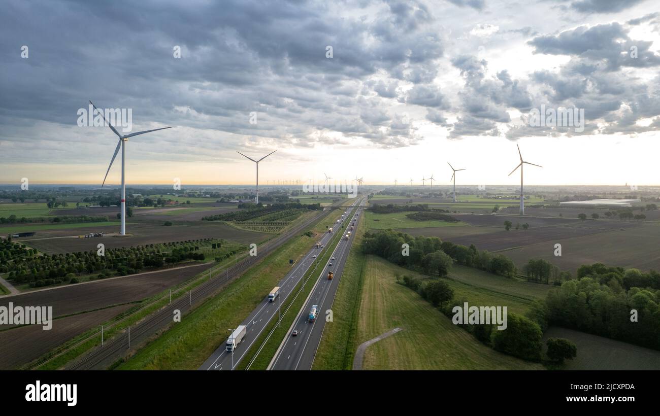 Brecht, Belgium, 16th of may, 2022, Motorway with cars and trucks in ...