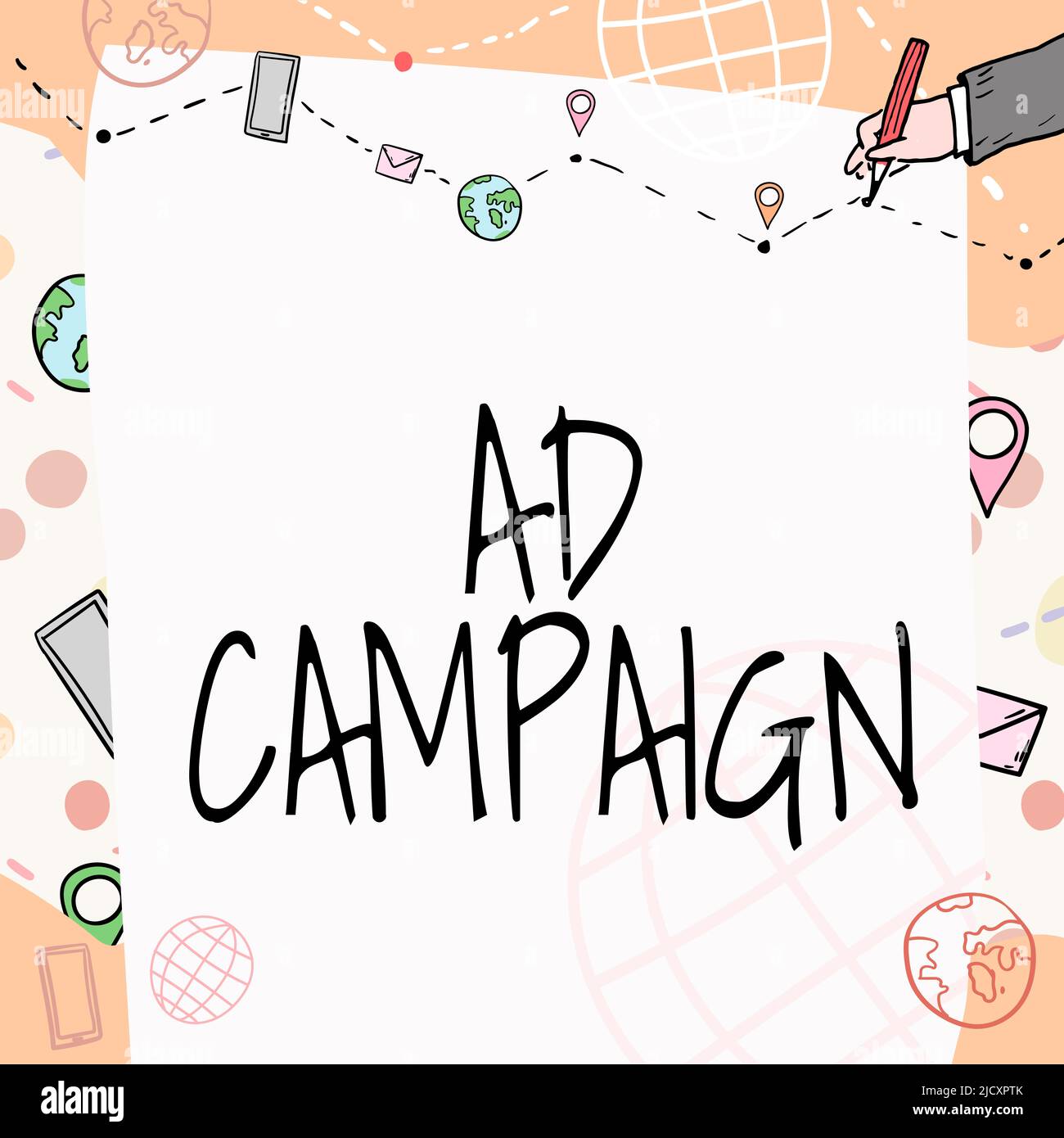 Hand writing sign Ad Campaign. Business overview promotion of specific ...