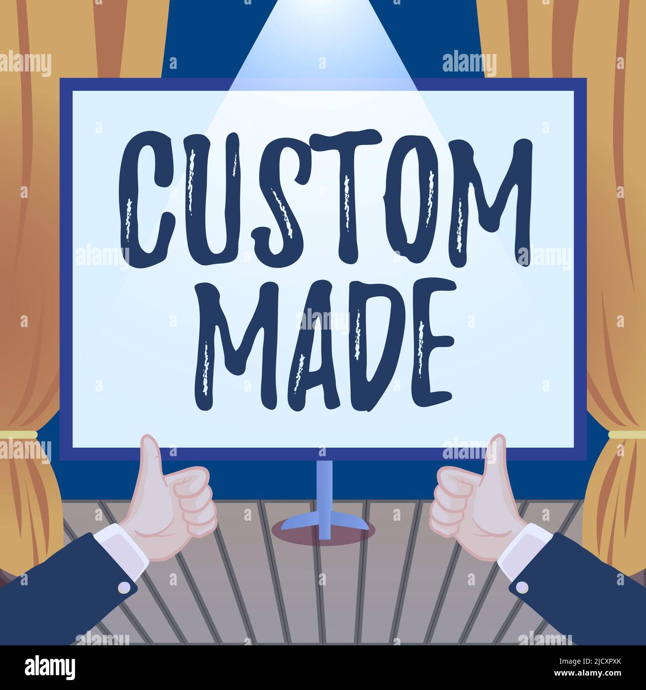 Sign displaying Custom Made. Internet Concept something is done to ...