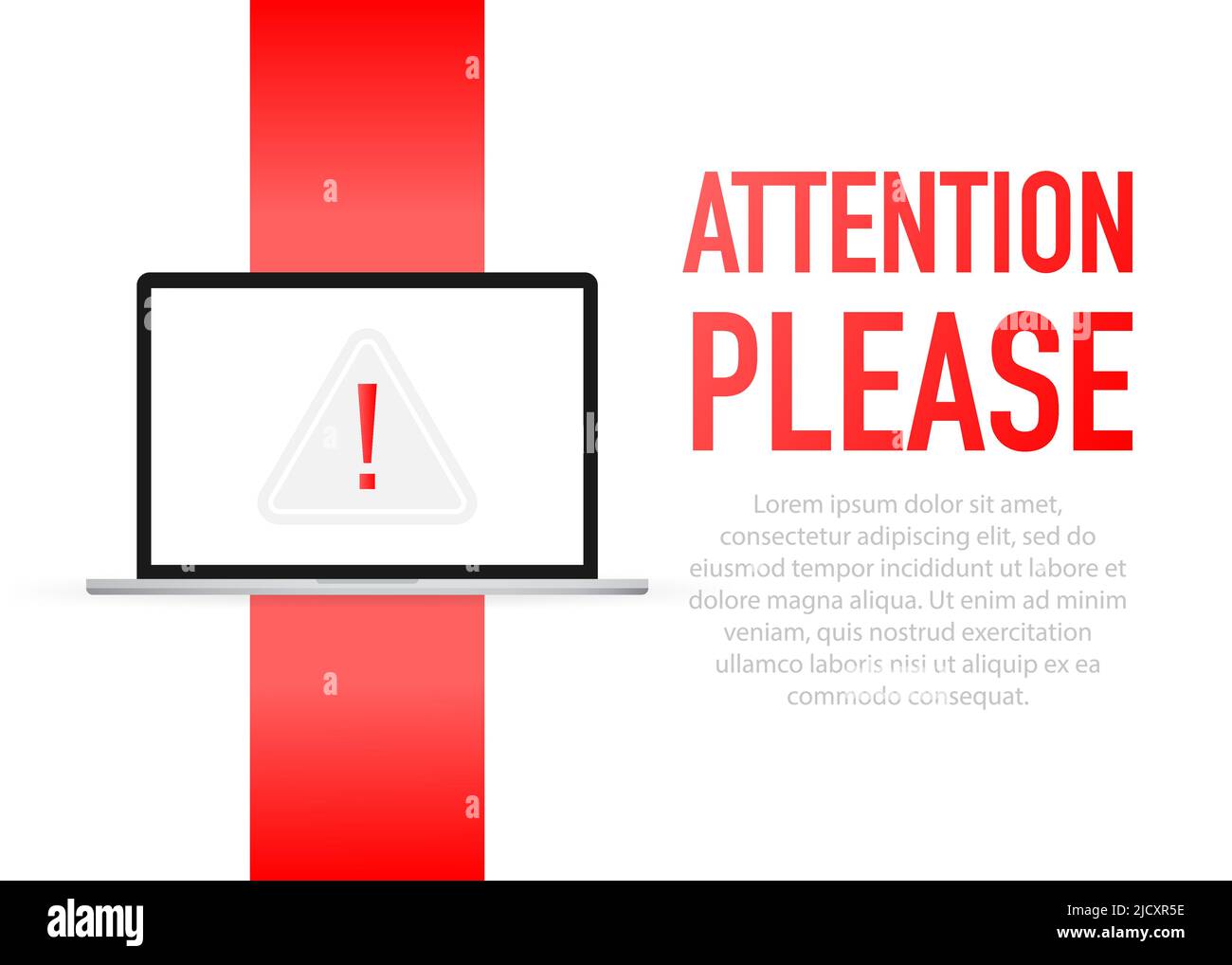 Laptop notebook computer screen. Attention please! Vector illustration ...