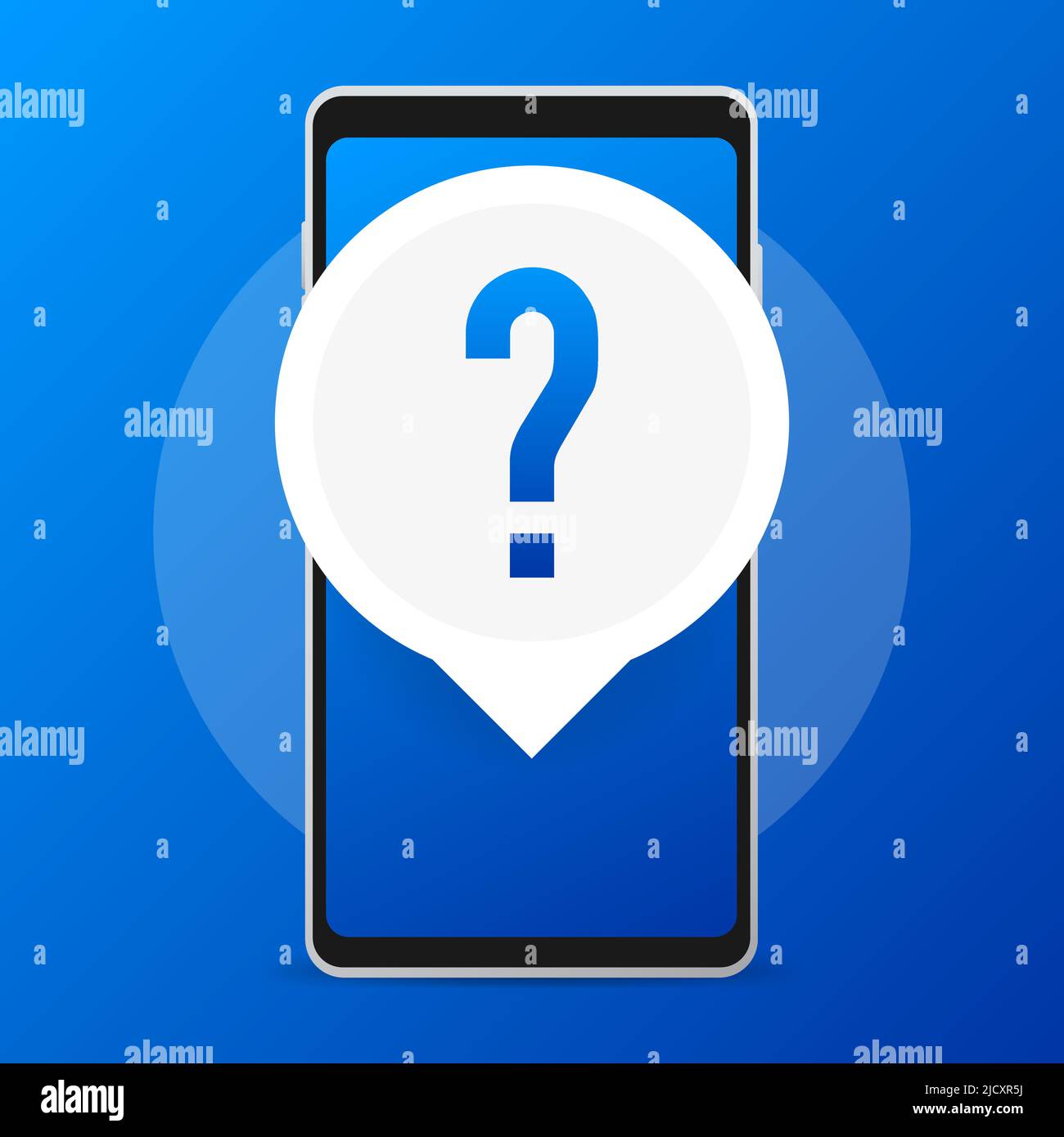 Smartphone or phone receiving message icon with question mark, help ...