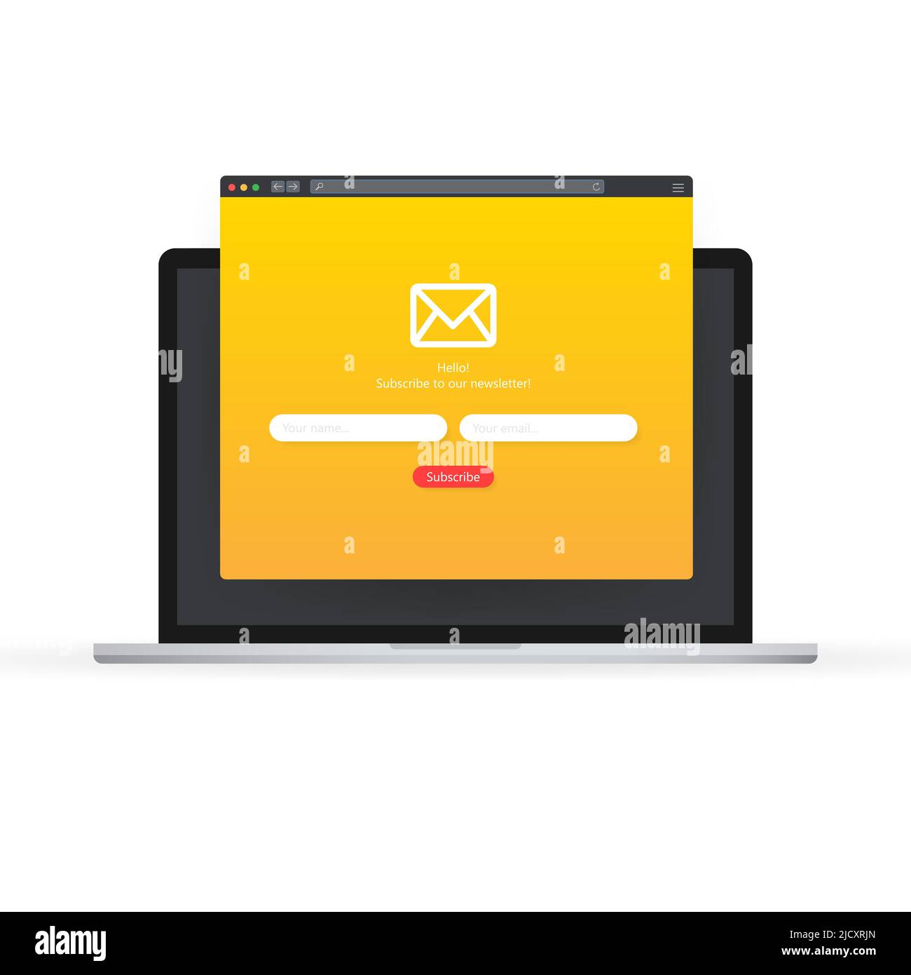 Subscribe to our newsletter form. Sign up form with envelope, email ...