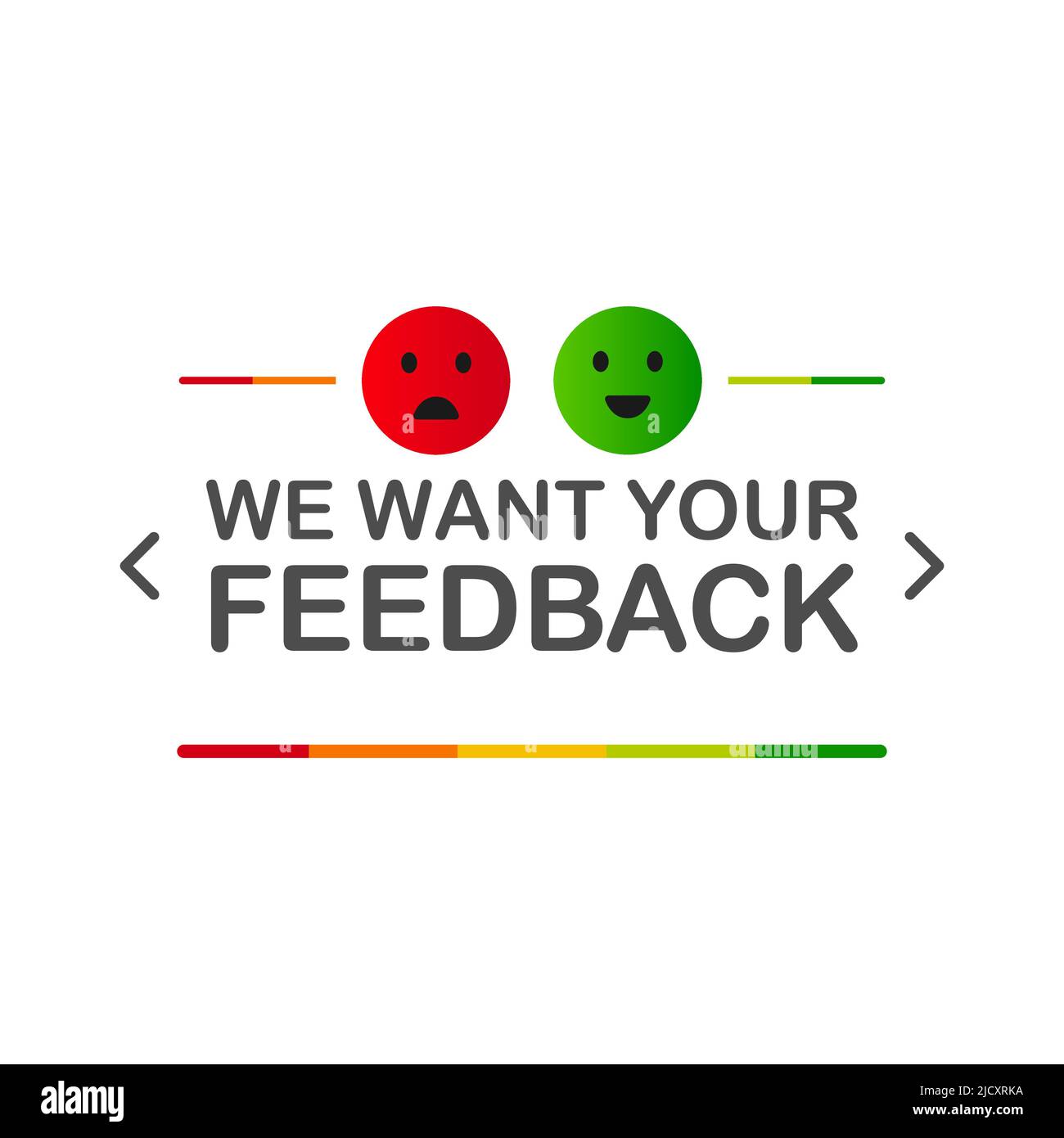 We want your feedback. Badge, stamp with happy and unhappy faces icons ...