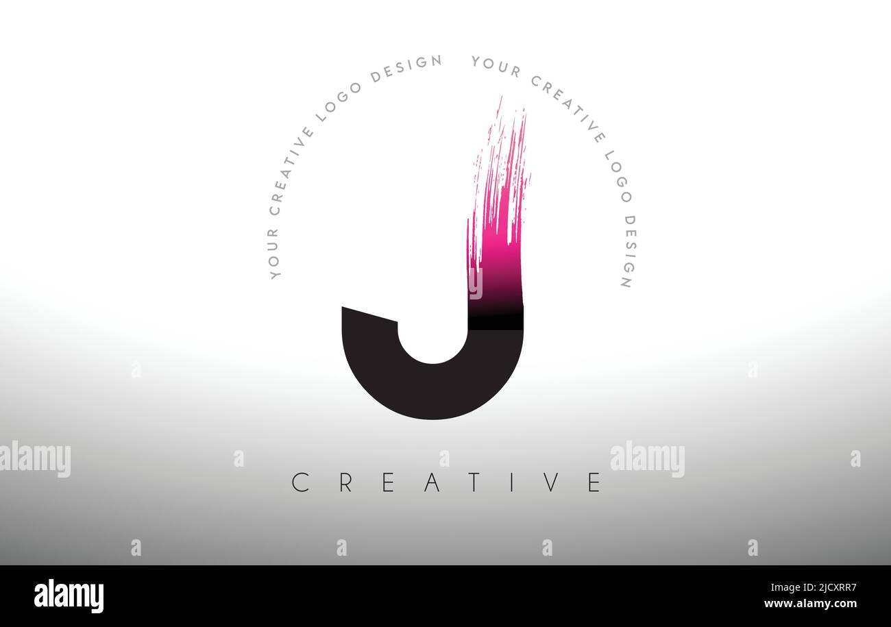J Paint Brush Letter Logo Design with Artistic Brush Stroke in Black ...