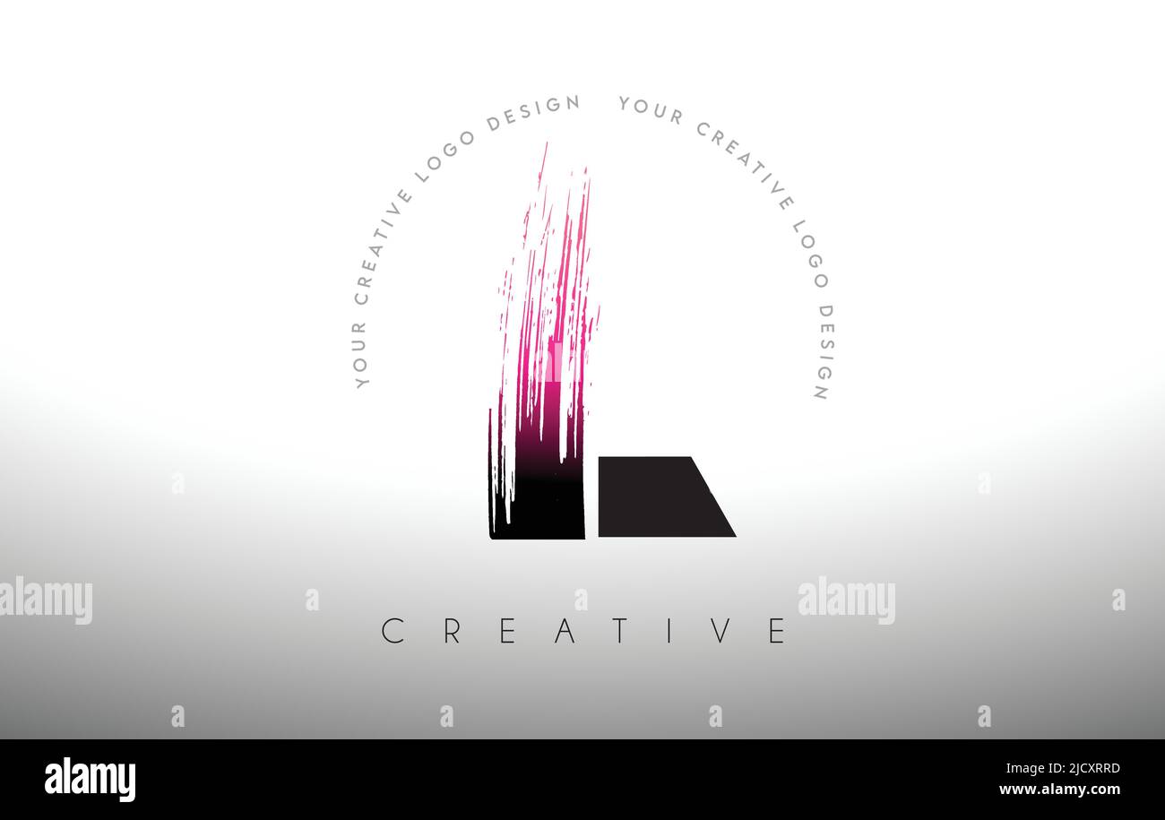 L Paint Brush Letter Logo Design with Artistic Brush Stroke in Black ...
