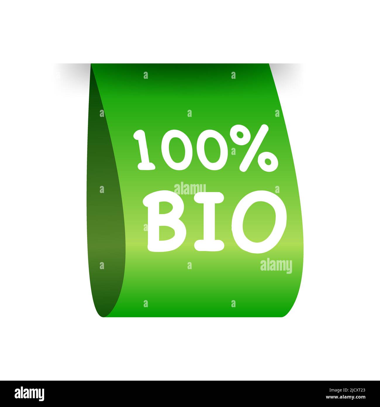 100 percent Bio label. Natural, organic. Green ribbon Stock Vector ...