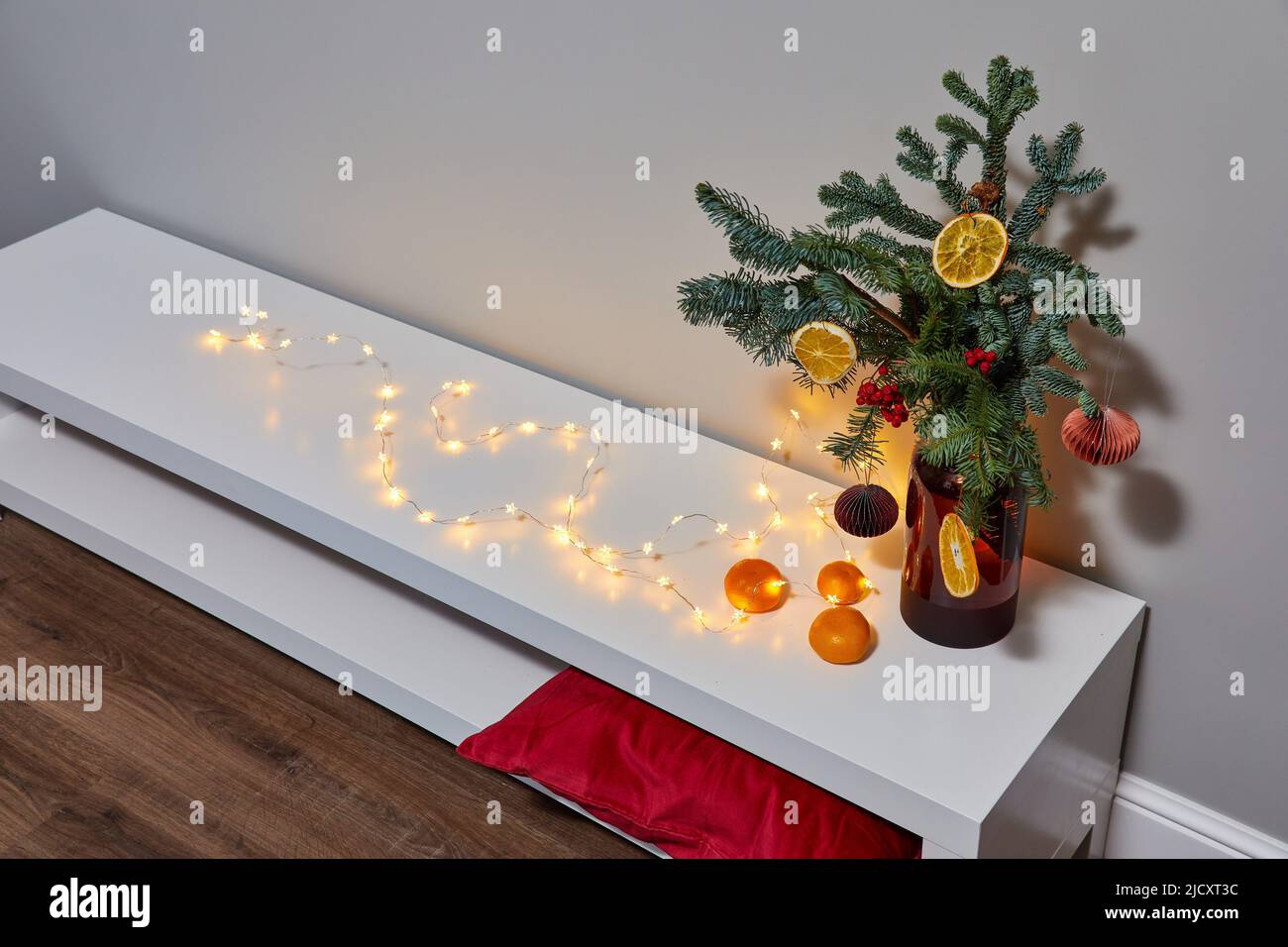 New year decor with garland. High quality Stock Photo - Alamy