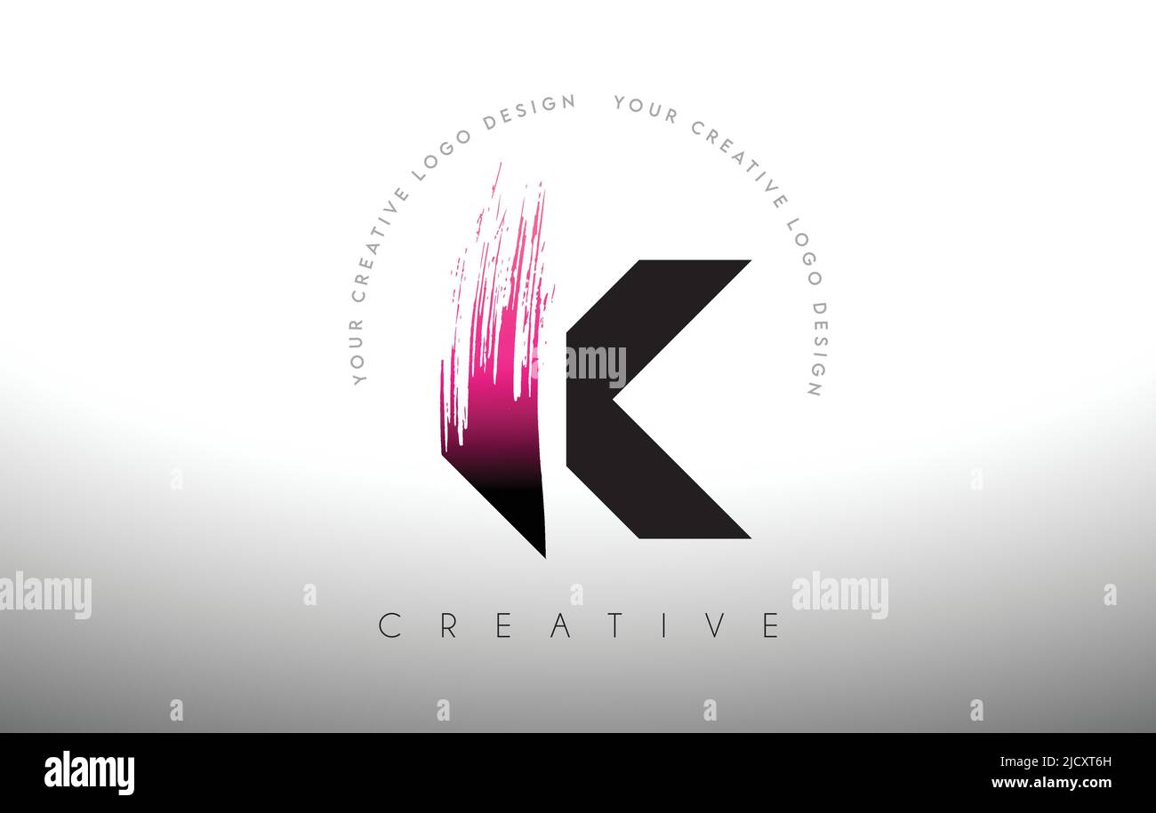 K Paint Brush Letter Logo Design with Artistic Brush Stroke in Black ...