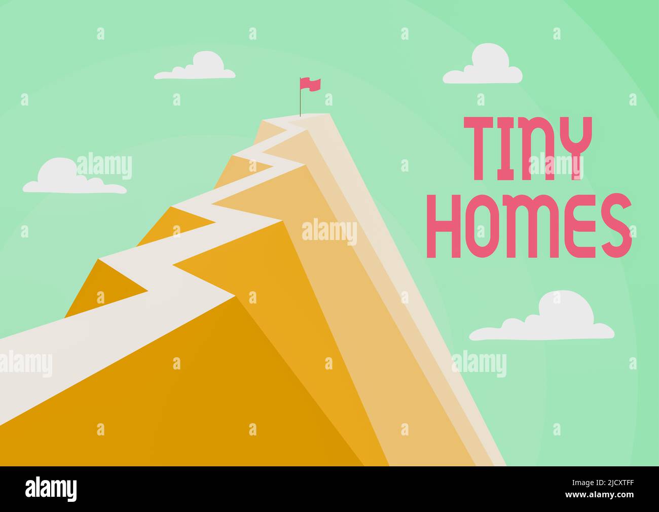 Text sign showing Tiny Homes. Business overview houses contain one room ...