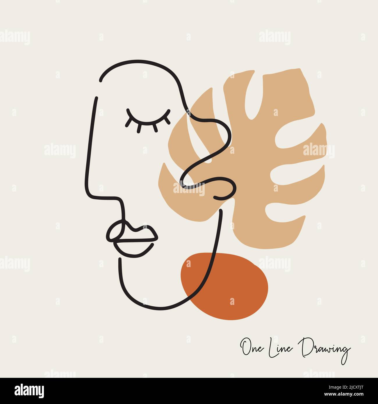 Fashion Cubism One line drawing human face with organic shapes Stock ...