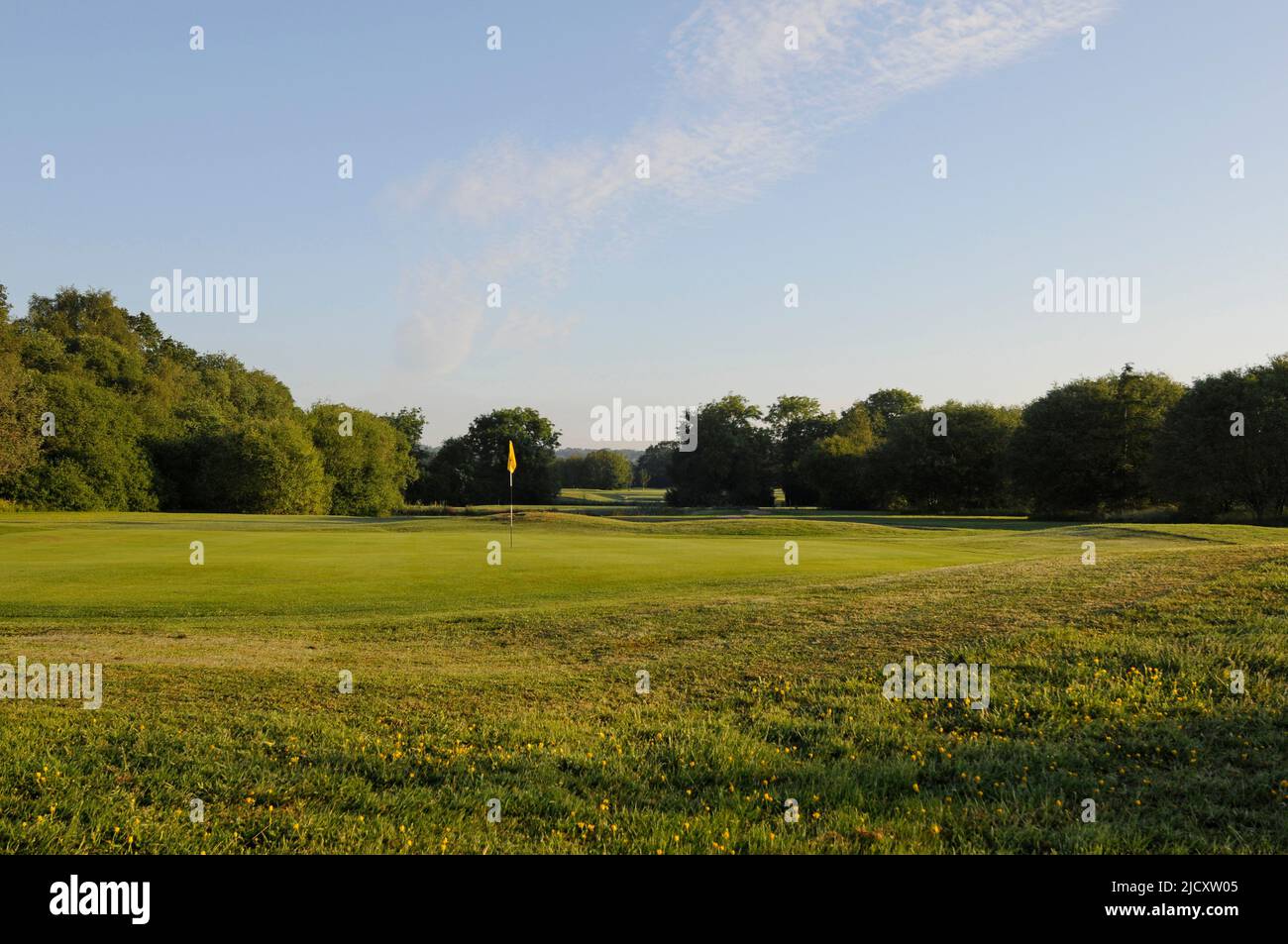 Early morning view back over 4th Green towards the Tee, Horne Park Golf ...