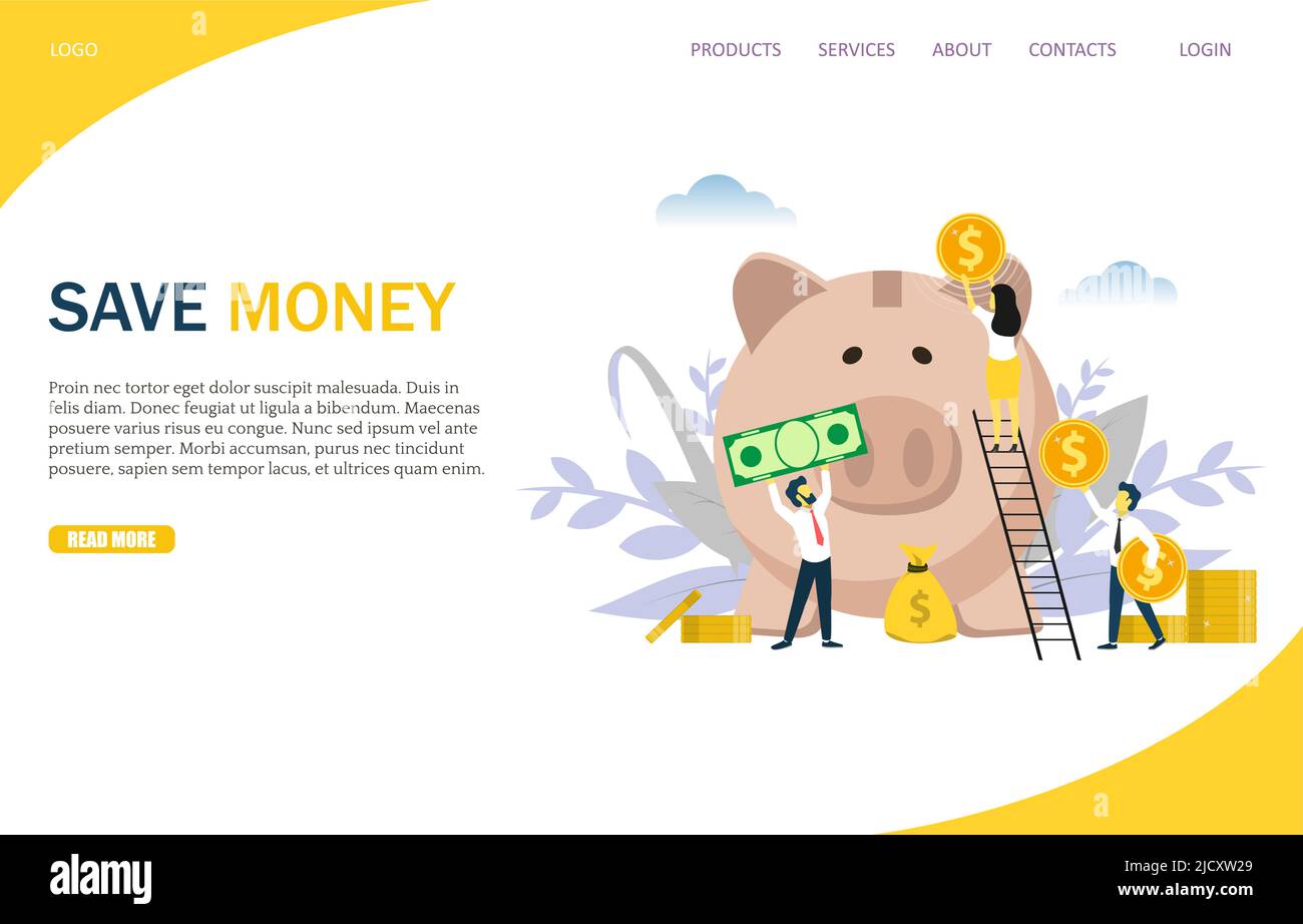 Save money vector website landing page design template Stock Vector ...