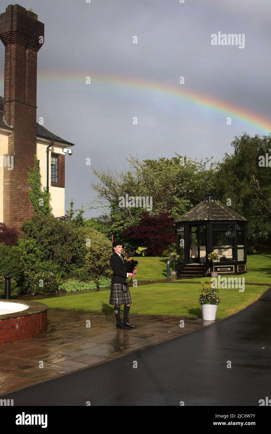 Western House, Ayr, Ayrshire, Scotland, UK. Alistair Brown Bagpiper ...