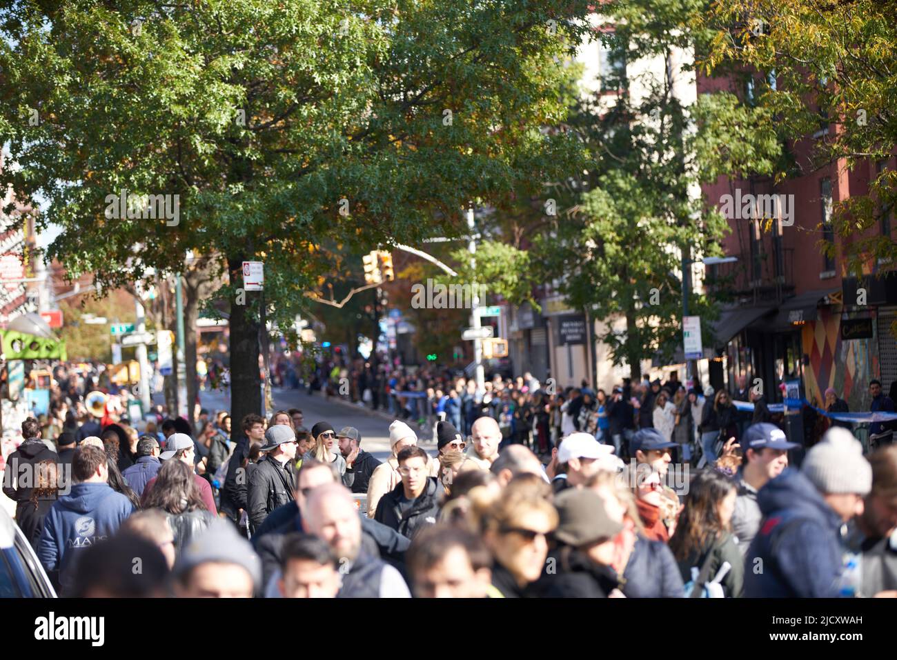 Brooklyn, New York, USA - November 3. 2019: Large crowd of people ...