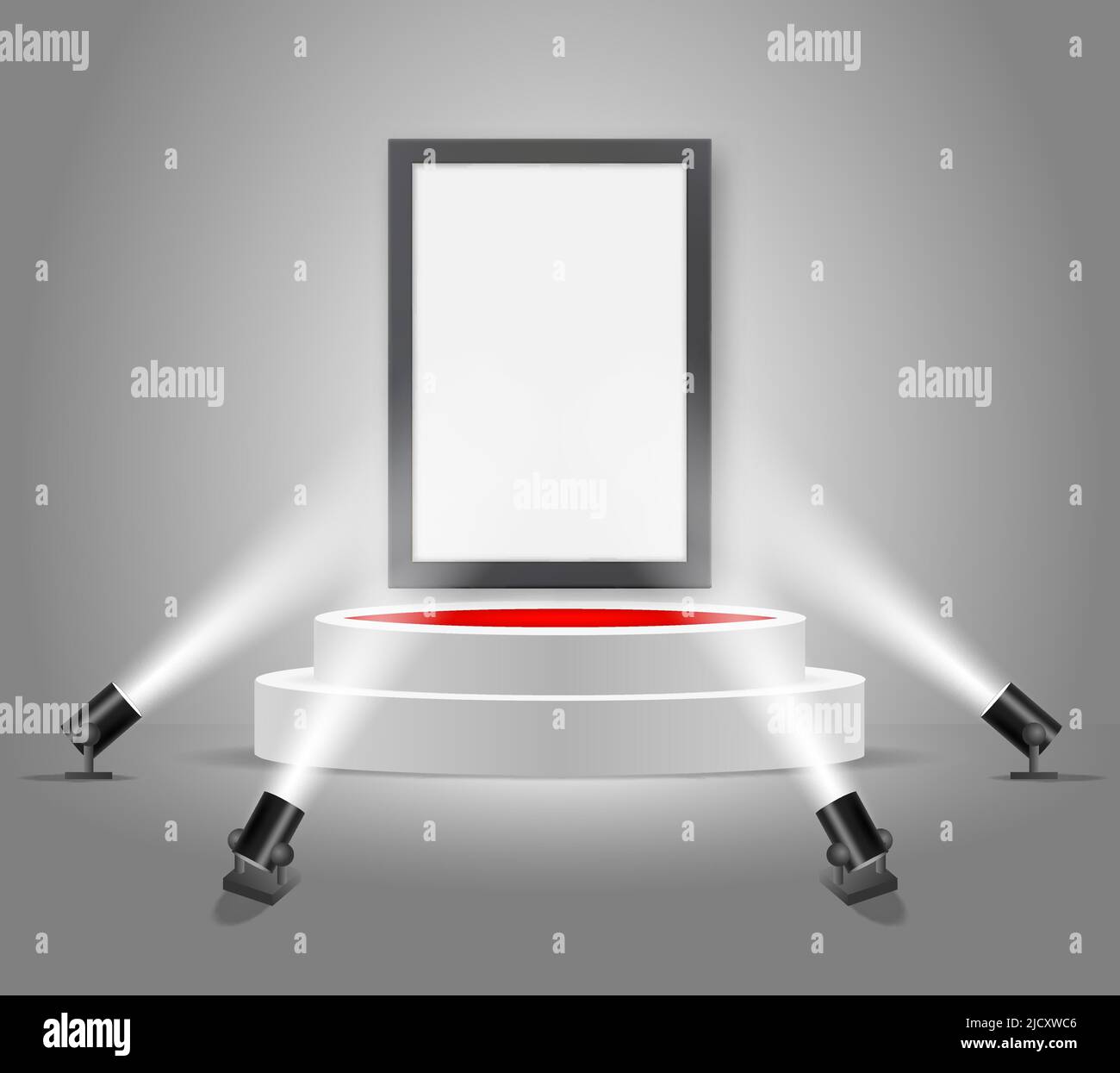 Vector white round podium with empty picture frame Stock Vector Image ...