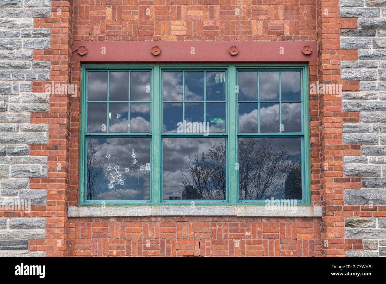 Broken Glass Window Of Building Stock Photo - Alamy