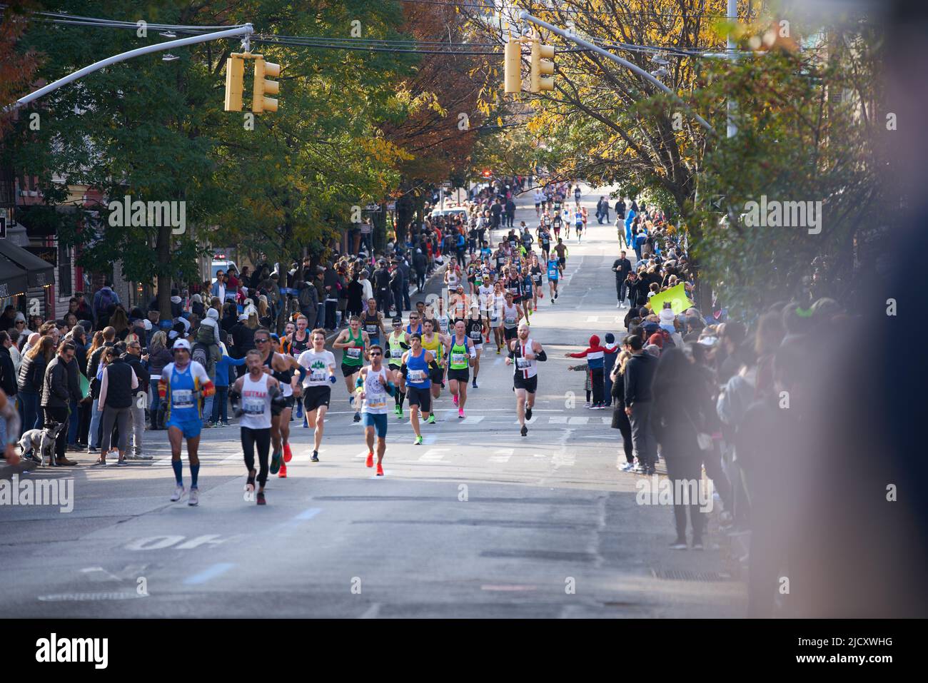 Brooklyn, New York,USA - November 3. 2019: Large group of athletes ...