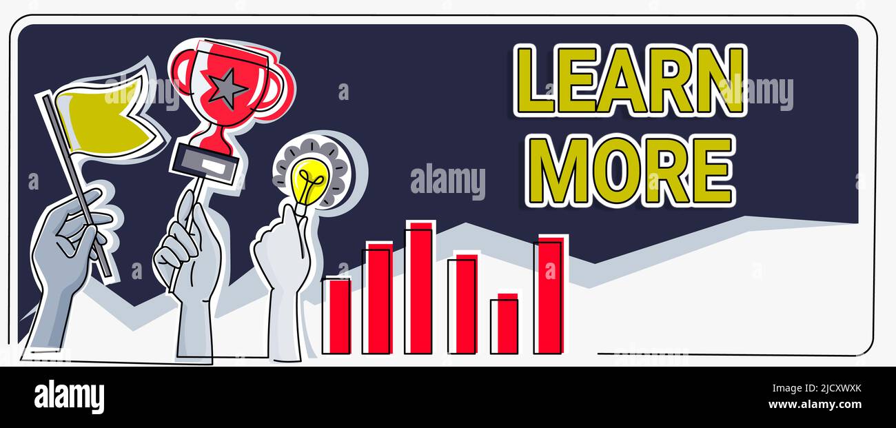 Inspiration showing sign Learn More. Conceptual photo Deepen knowledge ...
