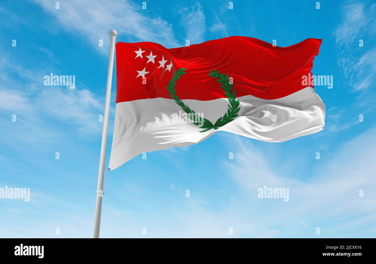 official flag of Legion of Ratu Adil Indonesia at cloudy sky background ...