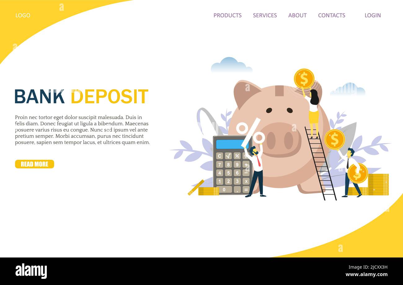 Bank deposit vector website landing page design template Stock Vector ...