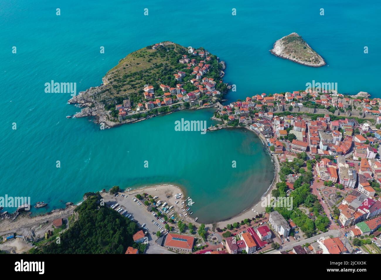 Beautiful cityscape on the mountains over Black-sea, Amasra. Amasra ...