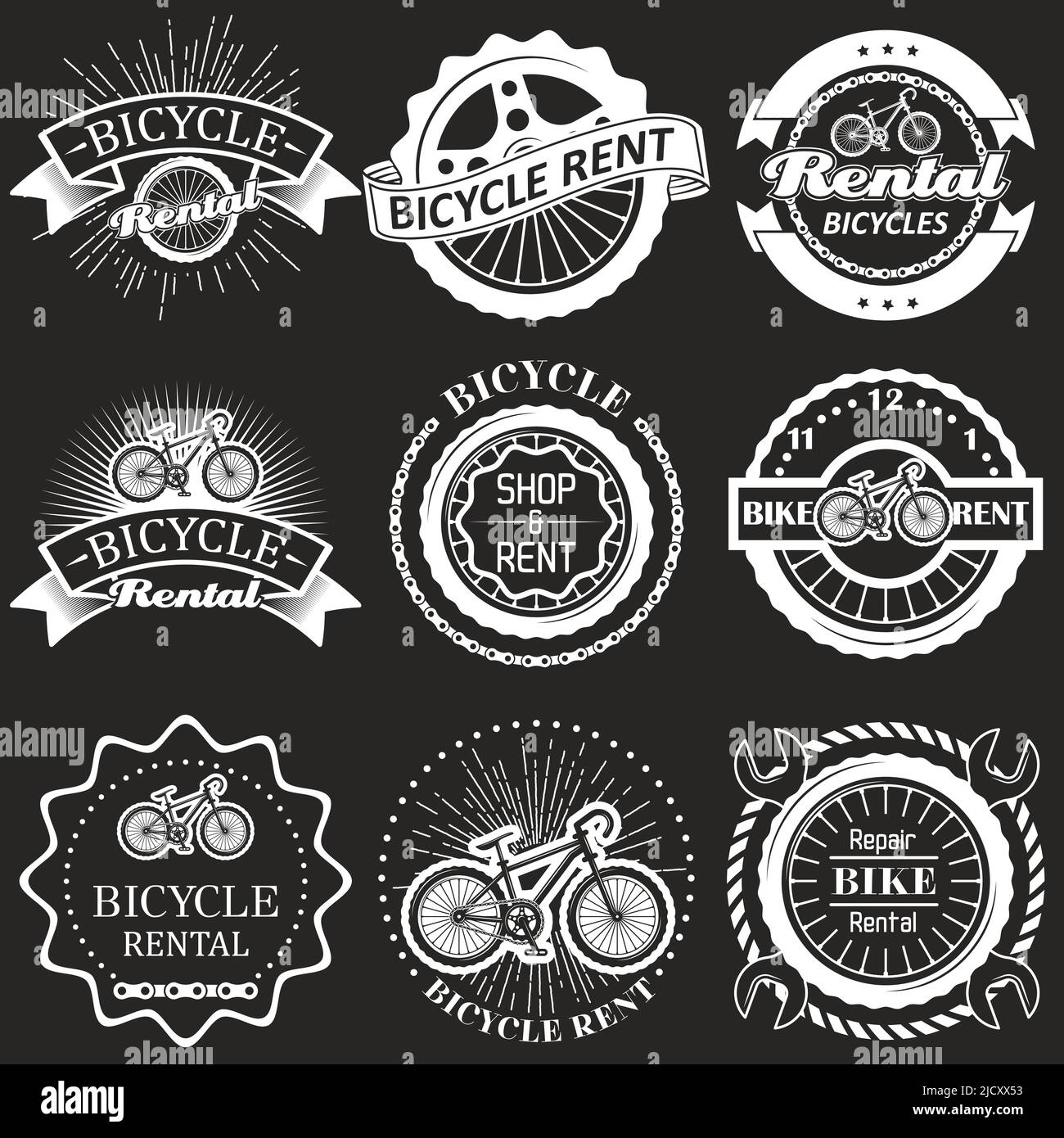Bicycle rental vector vintage badges, labels, emblems, logo Stock ...
