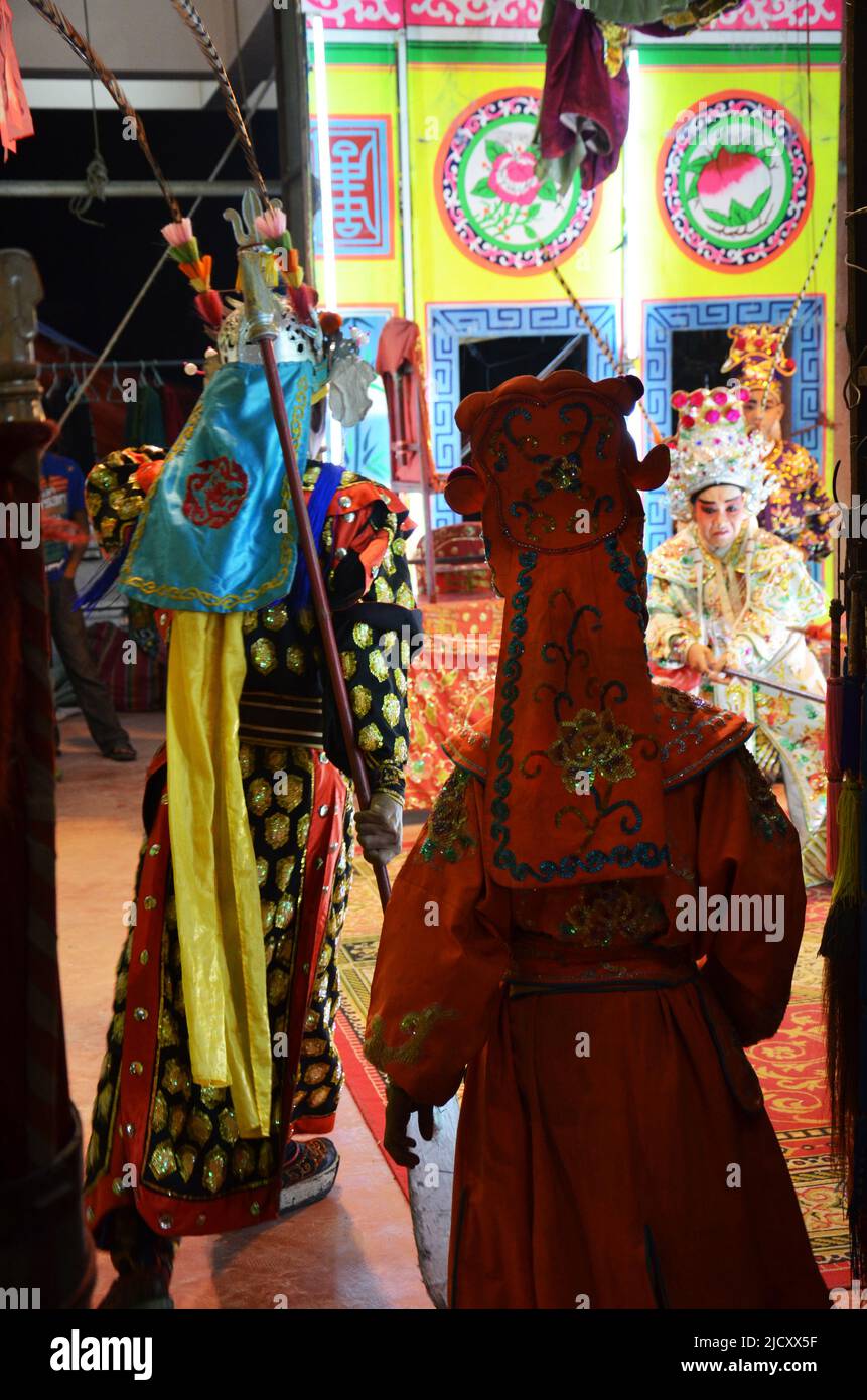 Thai people of chinese descent acting playing present traditional ...