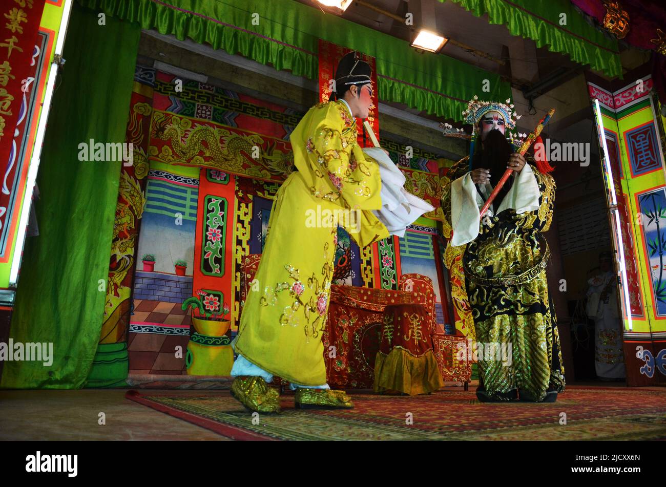 Thai people of chinese descent acting playing present traditional ...