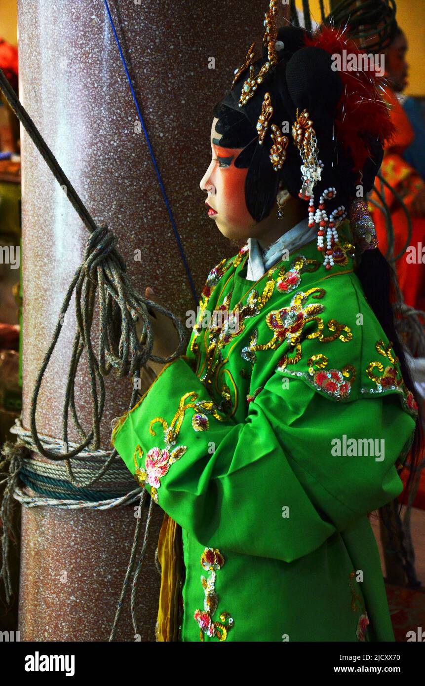 Thai people of chinese descent acting playing present traditional ...