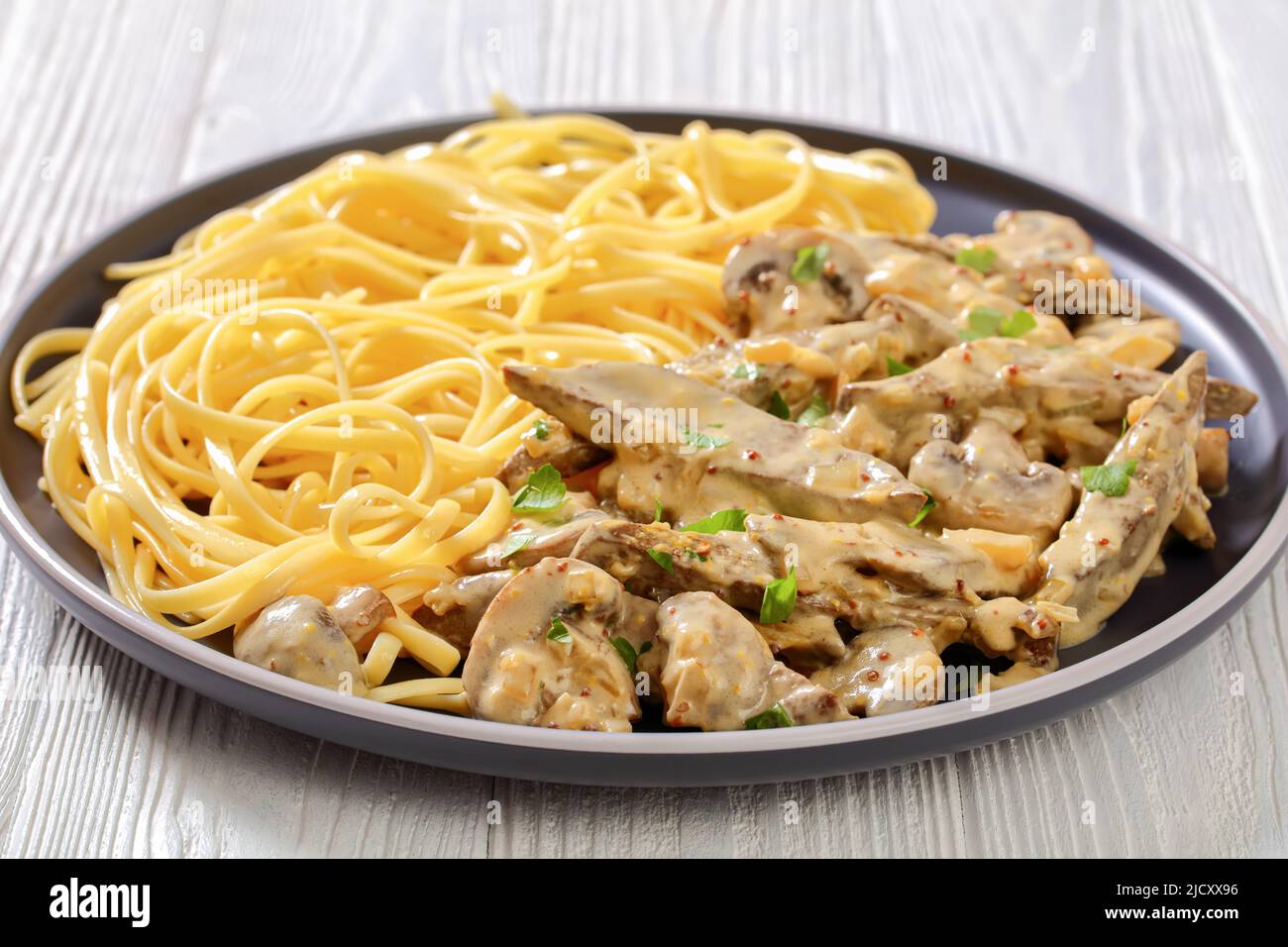 calves liver stroganoff cooked with cream, wholegrain mustard, onion ...