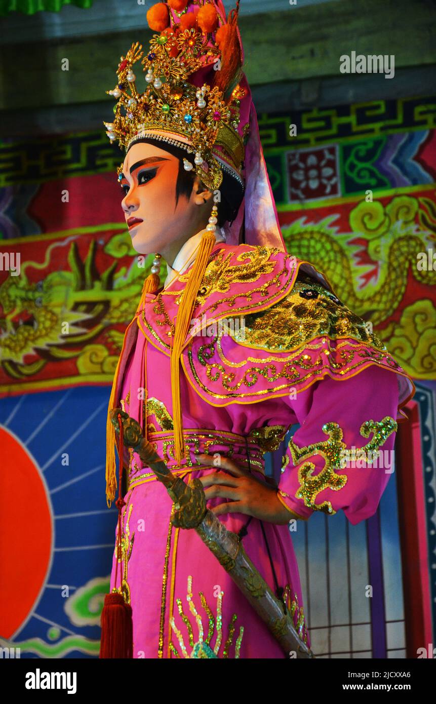 Thai people of chinese descent acting playing present traditional ...