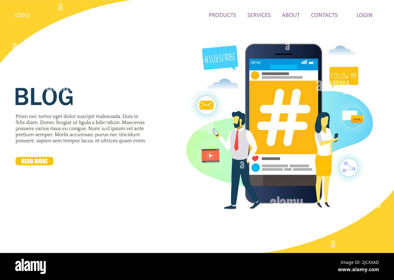 Blog vector website landing page design template Stock Vector Image ...