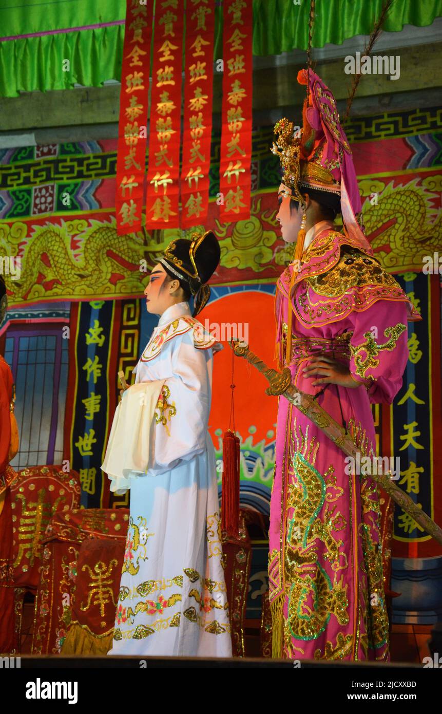 Thai people of chinese descent acting playing present traditional ...