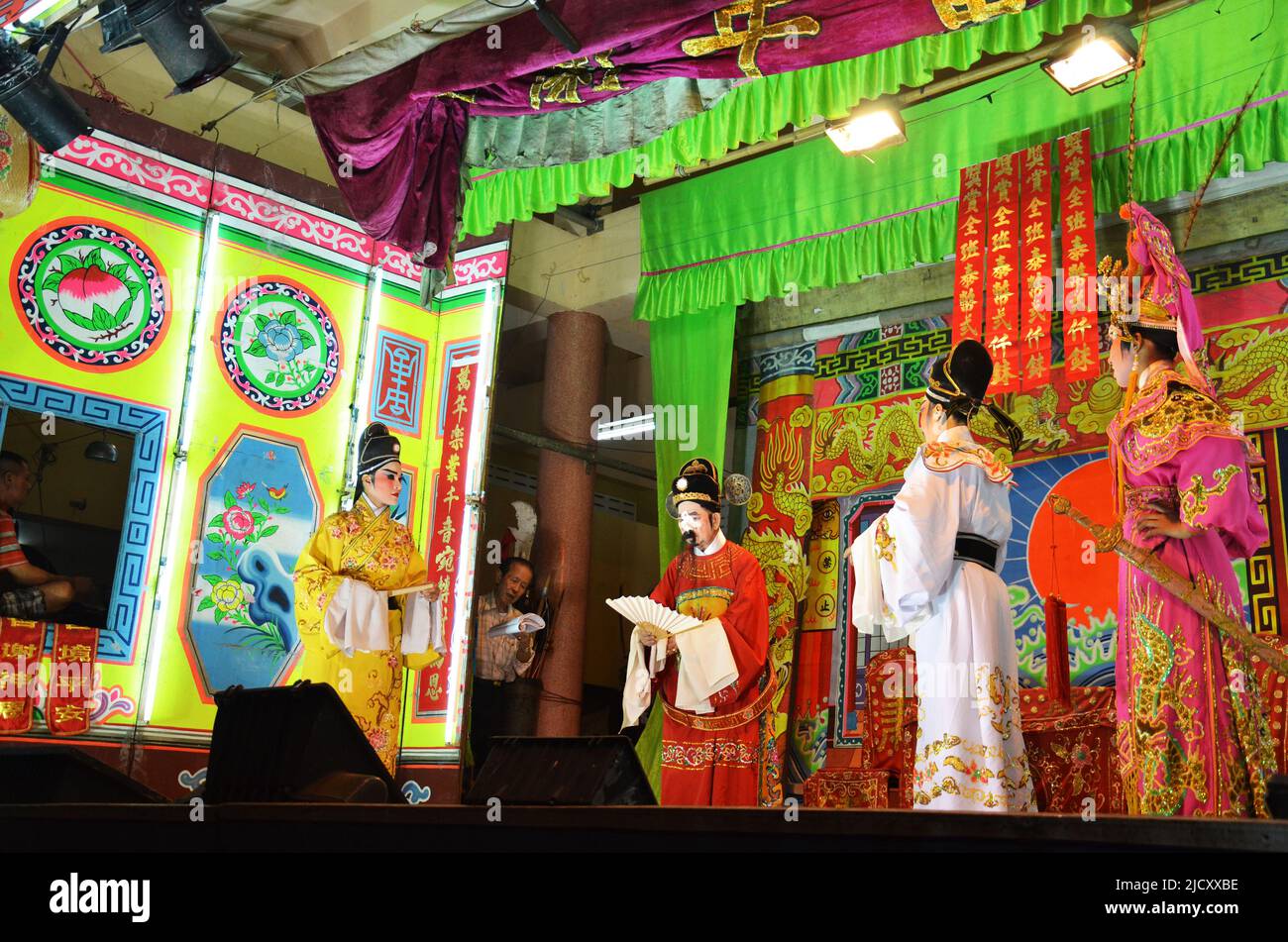 Thai people of chinese descent acting playing present traditional ...