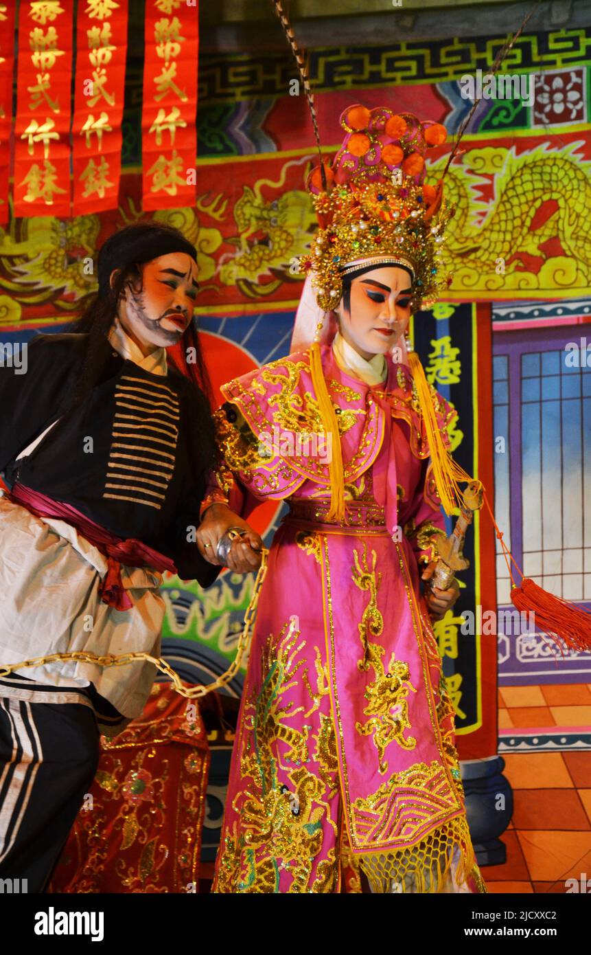 Thai people of chinese descent acting playing present traditional ...