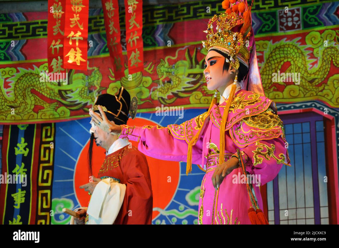 Thai people of chinese descent acting playing present traditional ...