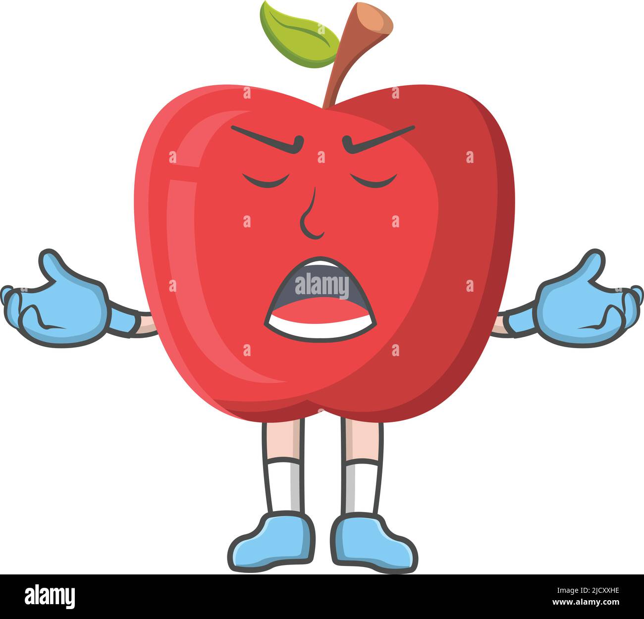 Angry apple Character,vector on white background, Apple Character Angry ...