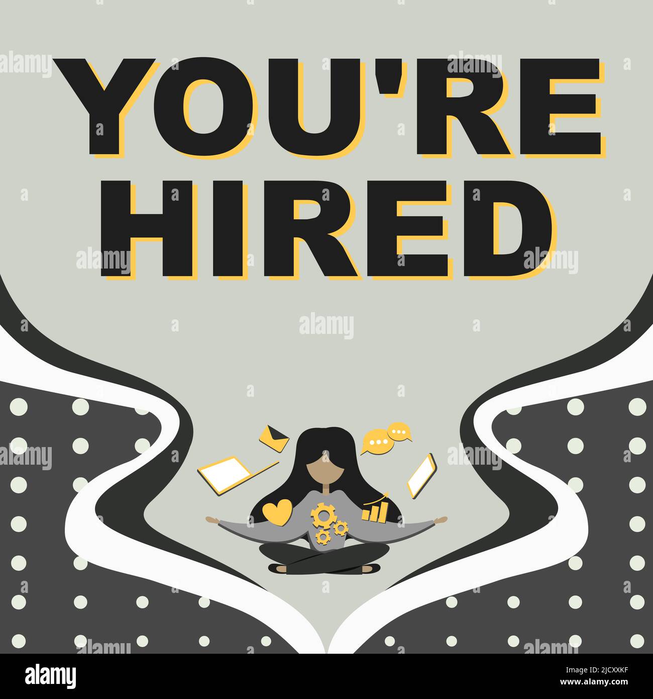 Conceptual caption You Re Hired. Internet Concept New Job Employed ...