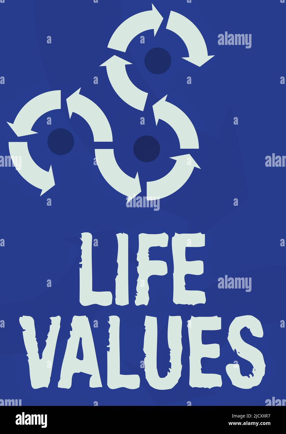 Conceptual display Life Values. Word for things that you believe are ...