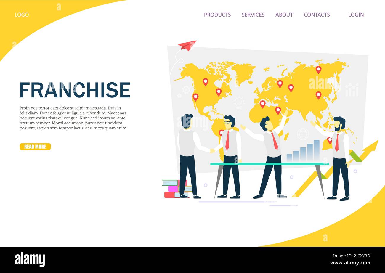 Franchise vector website landing page design template Stock Vector ...