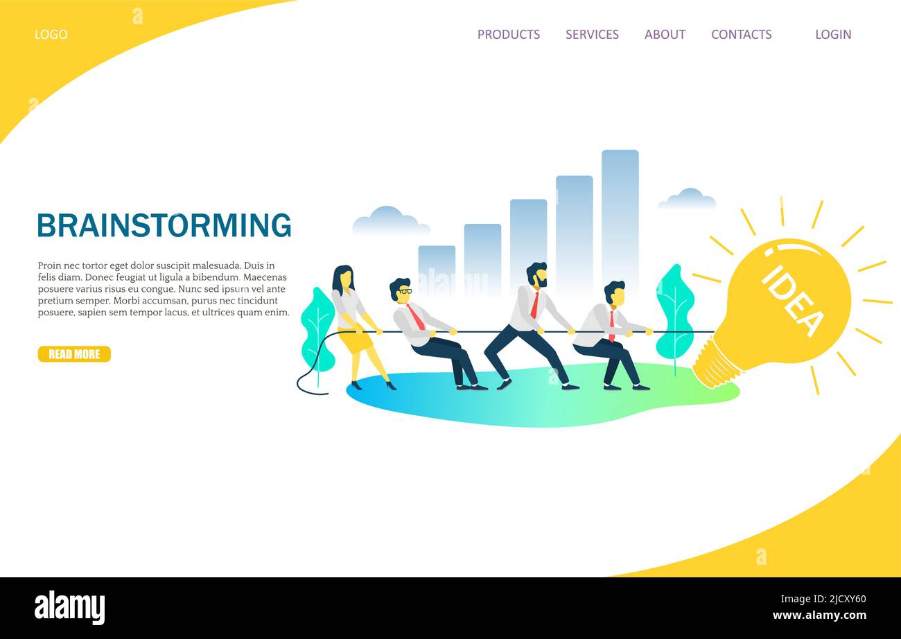 Brainstorming vector website landing page design template Stock Vector ...