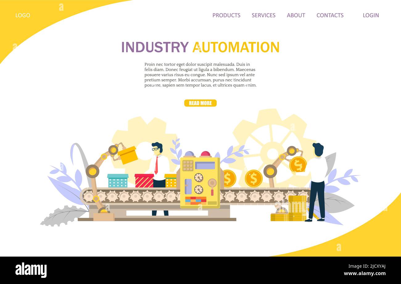 Industry automation vector website landing page design template Stock ...