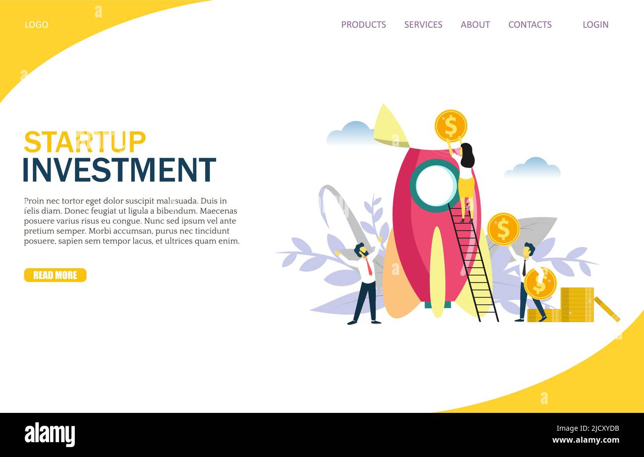 Startup investment vector website landing page design template Stock ...