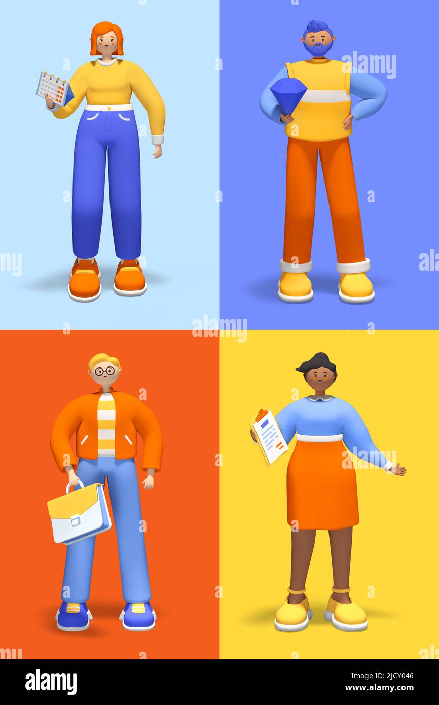 Business and finance experts - realistic colorful 3d illustration Stock ...