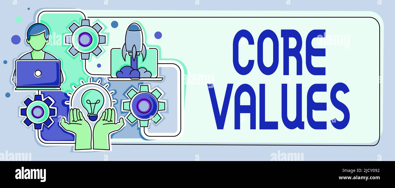 Text caption presenting Core Values. Business concept belief person or ...