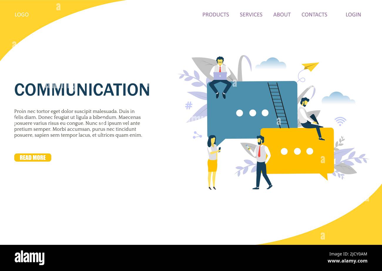 Communication vector website landing page design template Stock Vector ...