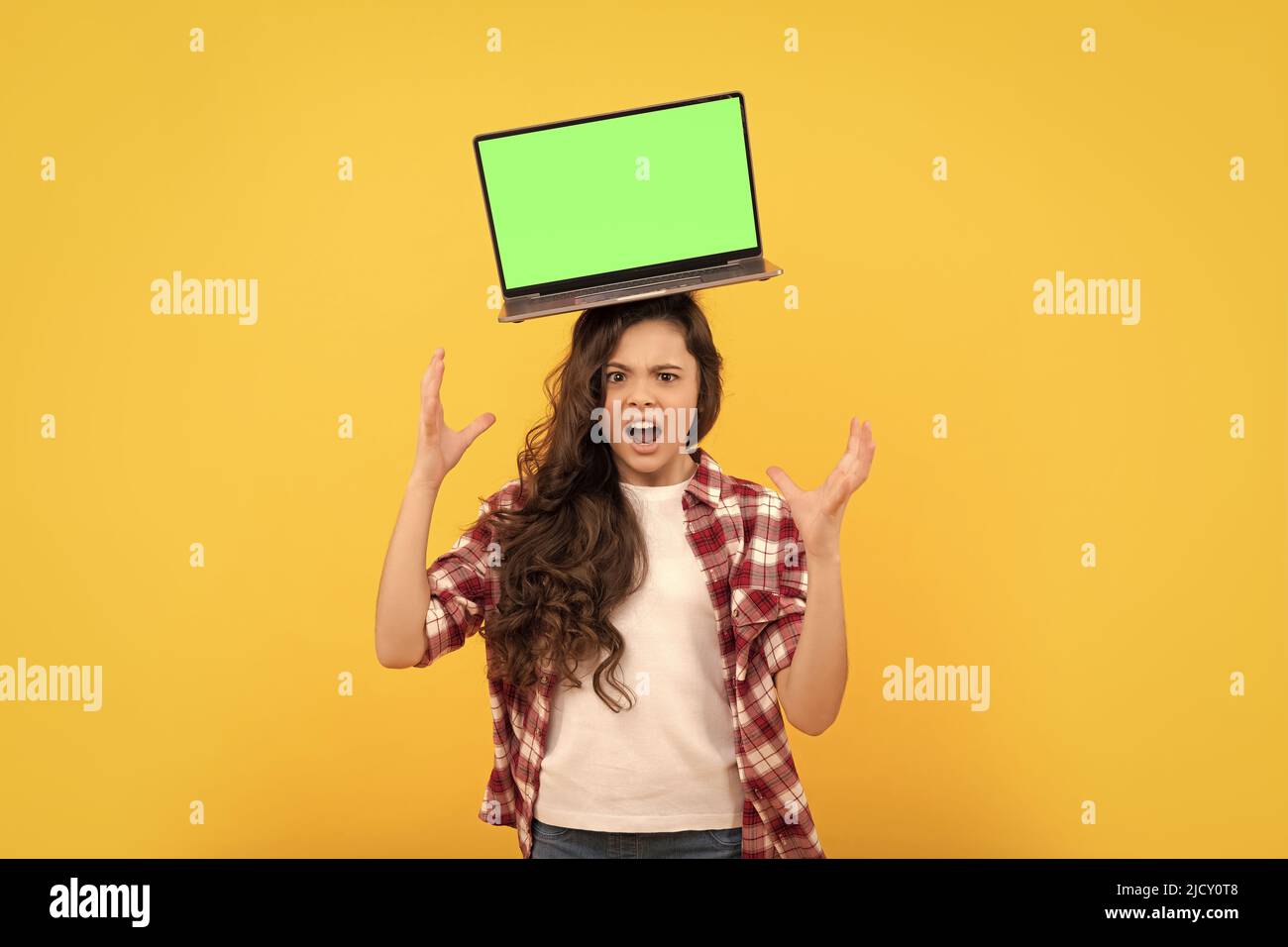 webinar pc elearning. angry child has ot of work. school presentation ...