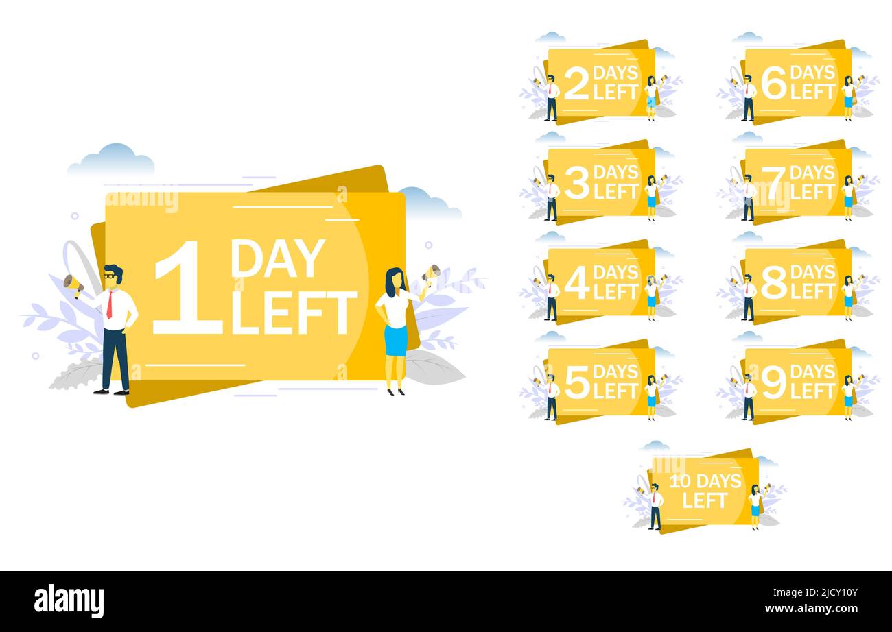 1 day left announcement, vector flat style design illustration Stock ...