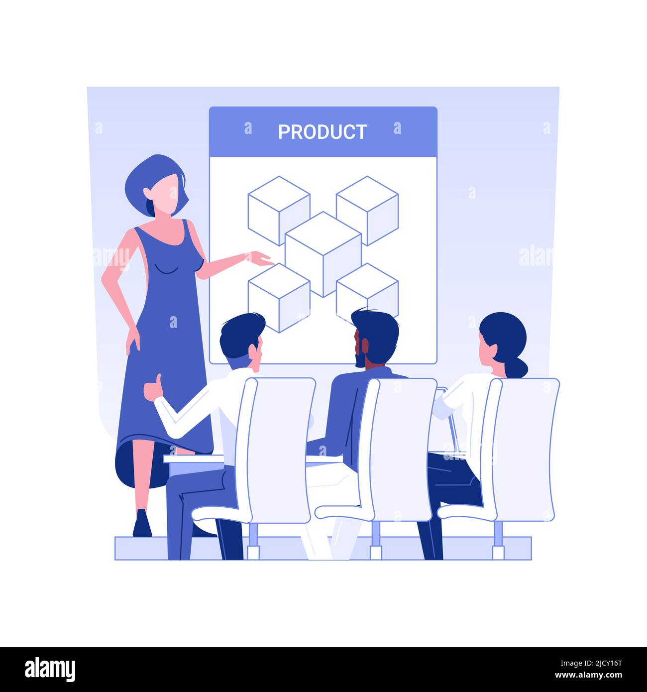 Project closure isolated concept vector illustration. Woman presenting ...