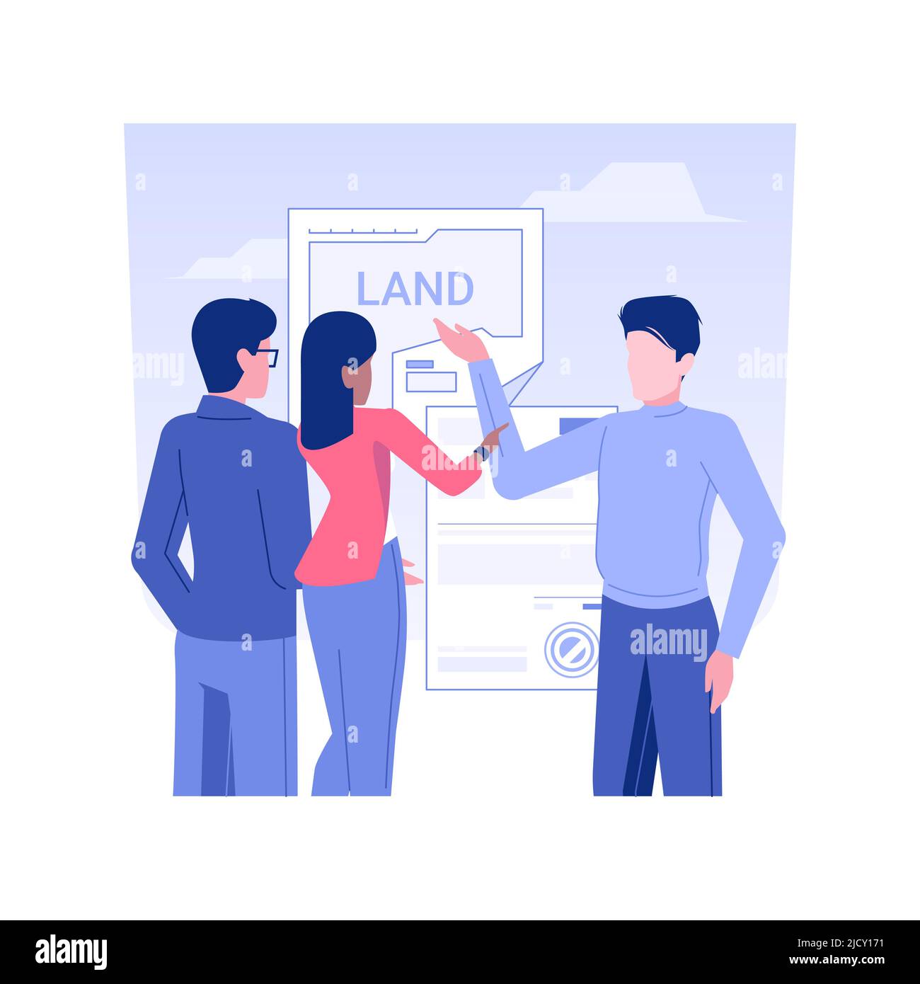 Buying land isolated concept vector illustration. Group of business ...